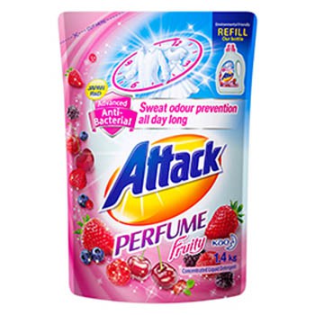 Kao Attack Liquid Detergent Perfume Fruity - Refill (1.4kg) | Shopee ...