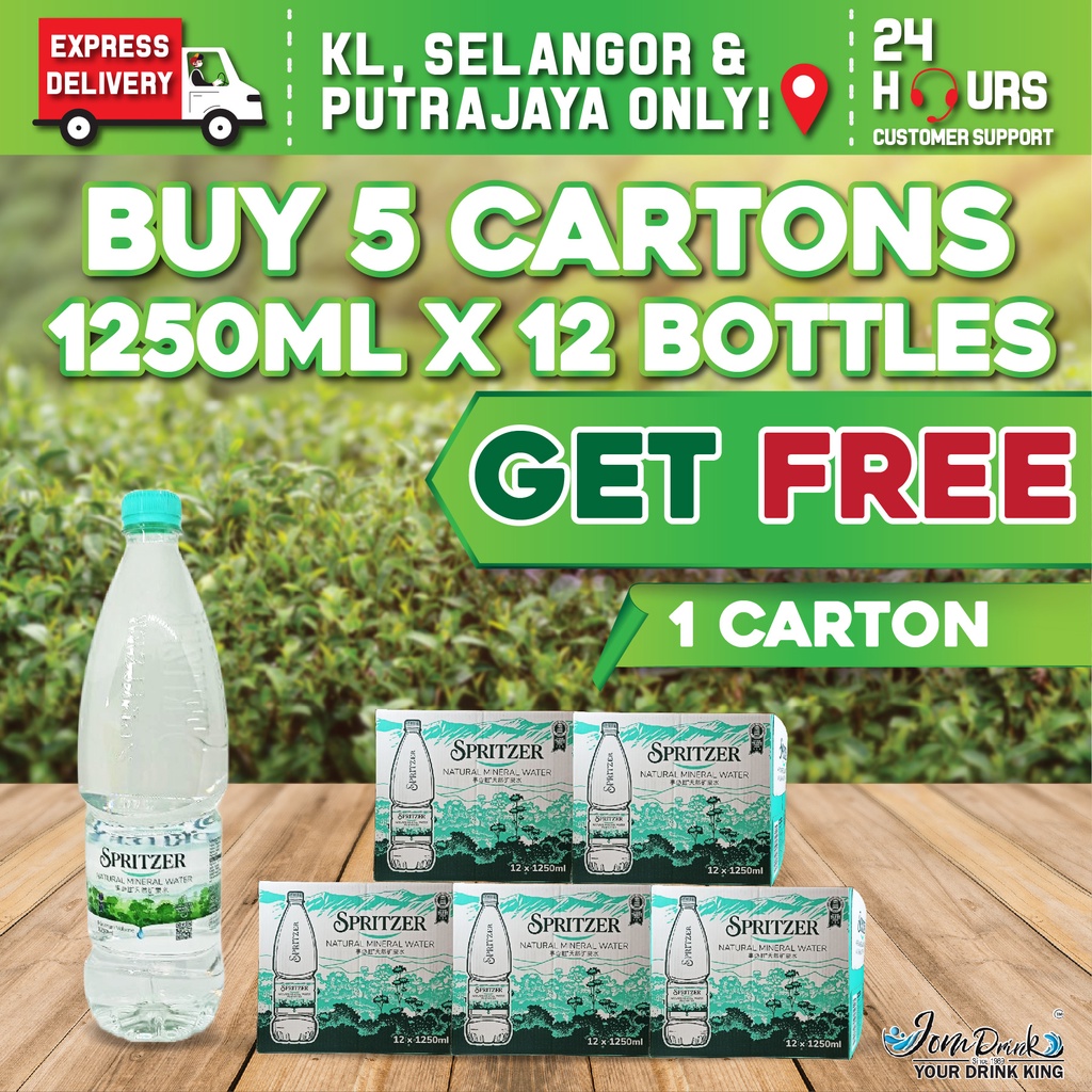 BUNDLE OF 5 CARTONS: SPRITZER MINERAL WATER 1250ML x 12 BOTTLES | Shopee Malaysia