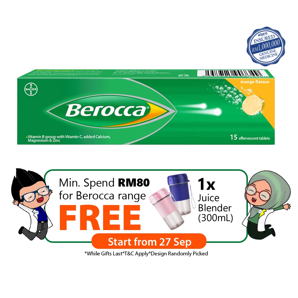 Berocca Multivitamin Effervescent Mango 15s | Shopee Malaysia