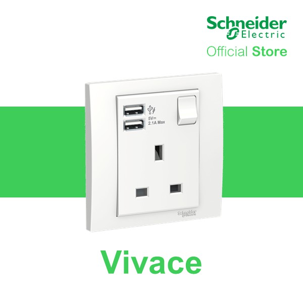 Vivace Switched Socket with 2.1A USB 13A 1G | Shopee Malaysia