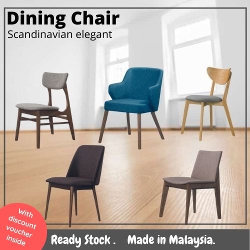 Solid Wood Dining Chair Set Lounge Cafe Arm Chair Wooden Chair Kerusi ...