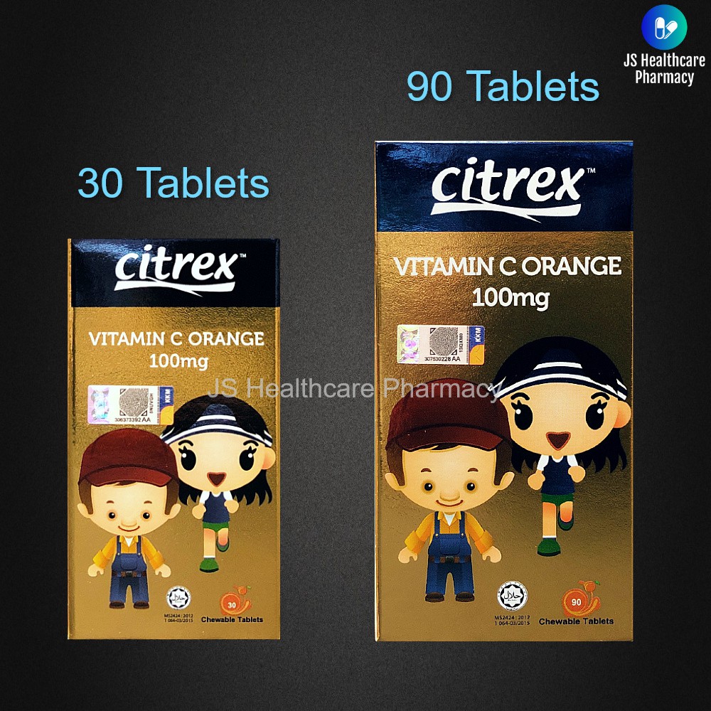 Citrex Chewable Vitamin C 100mg (Orange Flavour) - (30 tablets / 90 ...