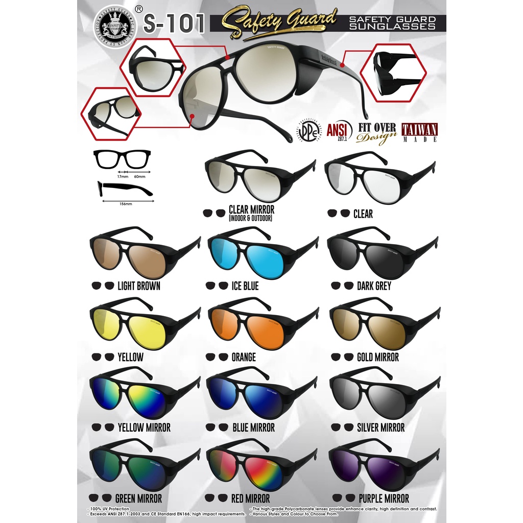 SIRIM DOSH Approval Safety Glasses Safety Guard S-101 PPE 100% UV ...