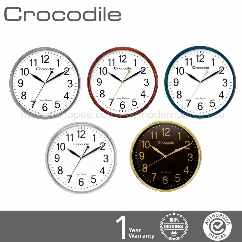 ORIGINAL CROCODILE Wall Clock CW802 Diameter 30cm Jam Dinding Sweep ...