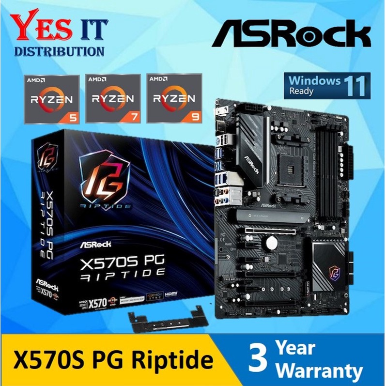 ASRock X570S PG Riptide AMD AM4 ATX Motherboard + AMD Ryzen AM4 ...