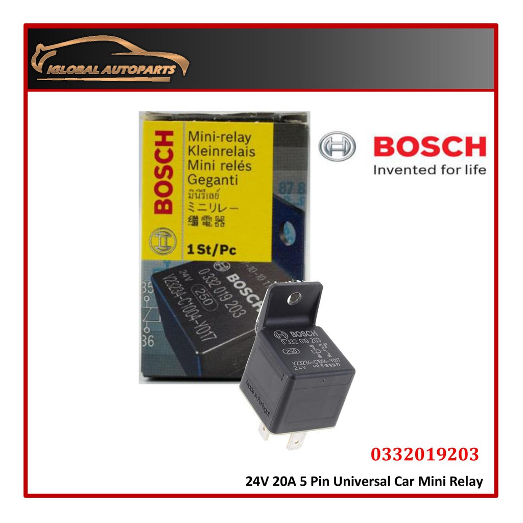 Bosch Universal Automotive Car Relay 24V 20A 5 Pin MINI Relay 0332019203 (Made In Portugal ...