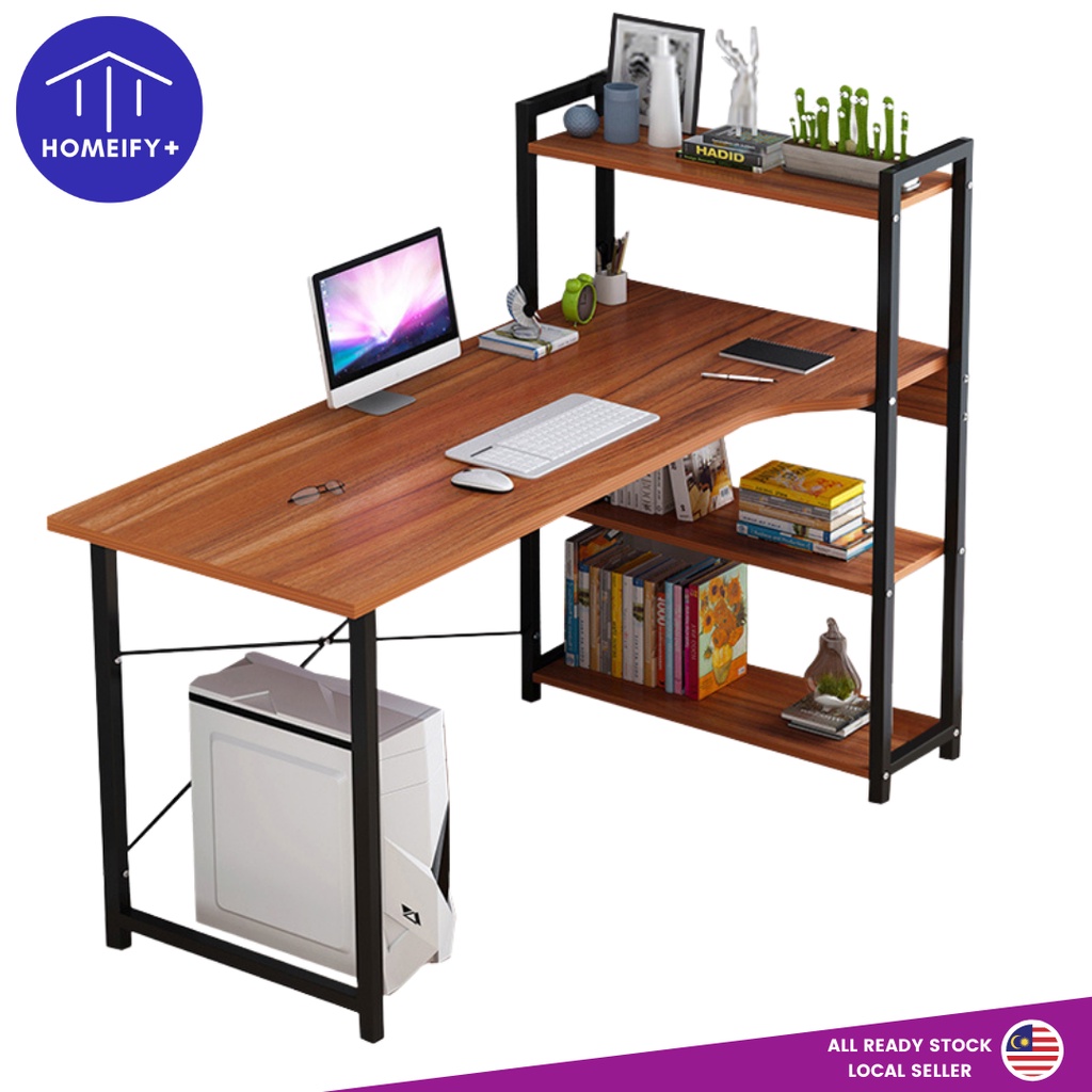 Modern Computer Study Table With Side Bookshelves / Office Desk with ...