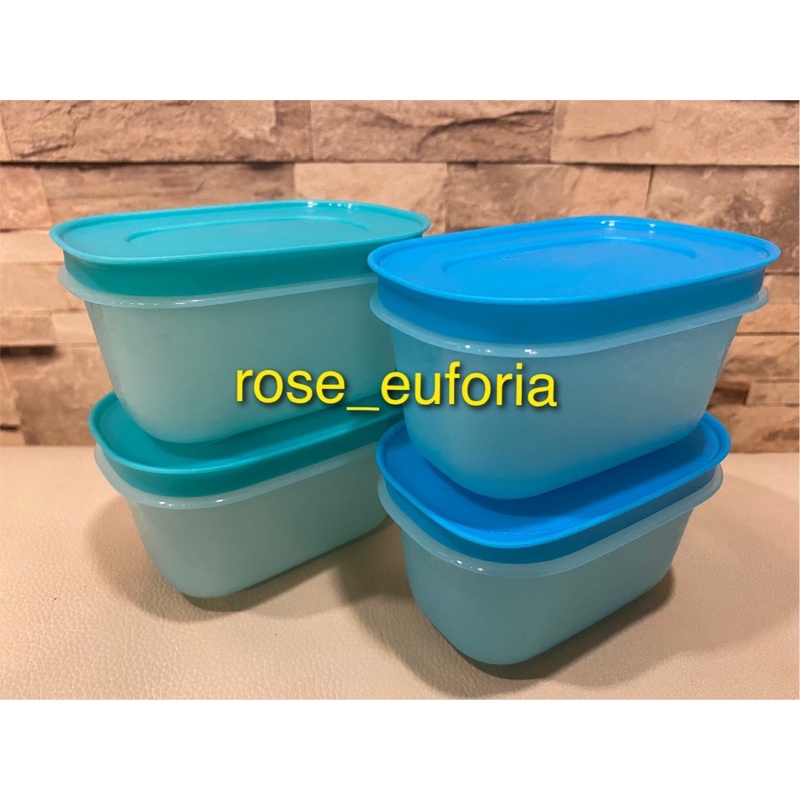 Tupperware Green & Blue Chill Freeze Small Low 450ml / 170ml Set 4 ...