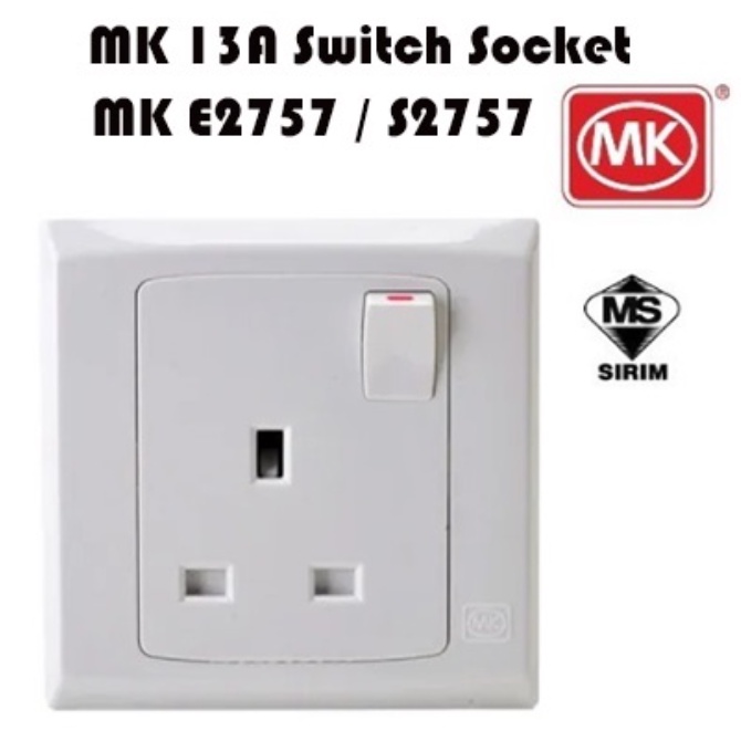 MK 13A SWITCH SOCKET OUTLET S2757 WHI / MK E2757 13A SWITCH SOCKET ...