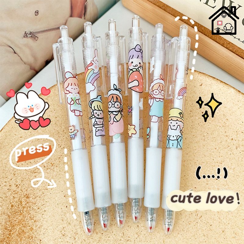 0.5MM Cartoon Cute Girl Pressure Gel Pens / Kawaii Student Stationery ...