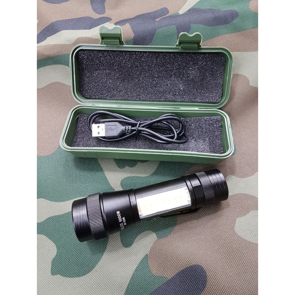 Super Power Flashlight with Red Light SOS and Side Light Rechargeable ...