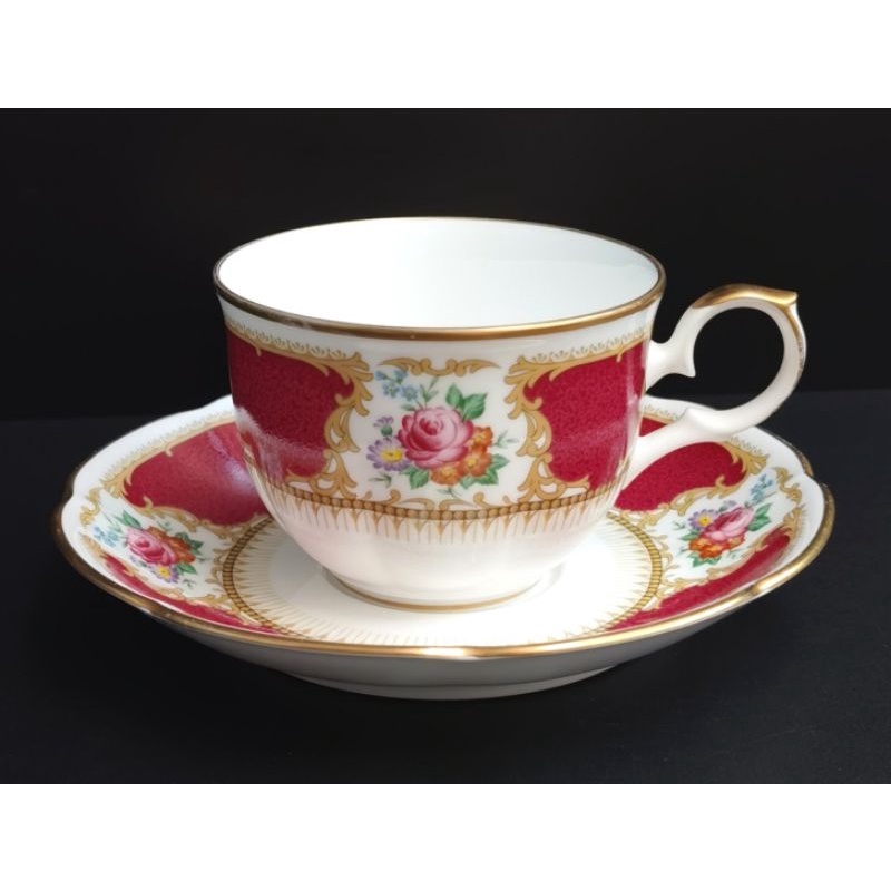 Noritake - 1970s Vintage Studio Collection Maroon Border Floral Bone ...