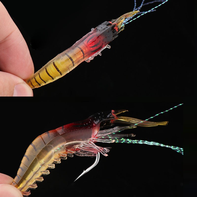 Soft Plastic Shrimp Fishing Lure Luminous Glow In The Dark Saltwater Lures Hook Bait Sink ...