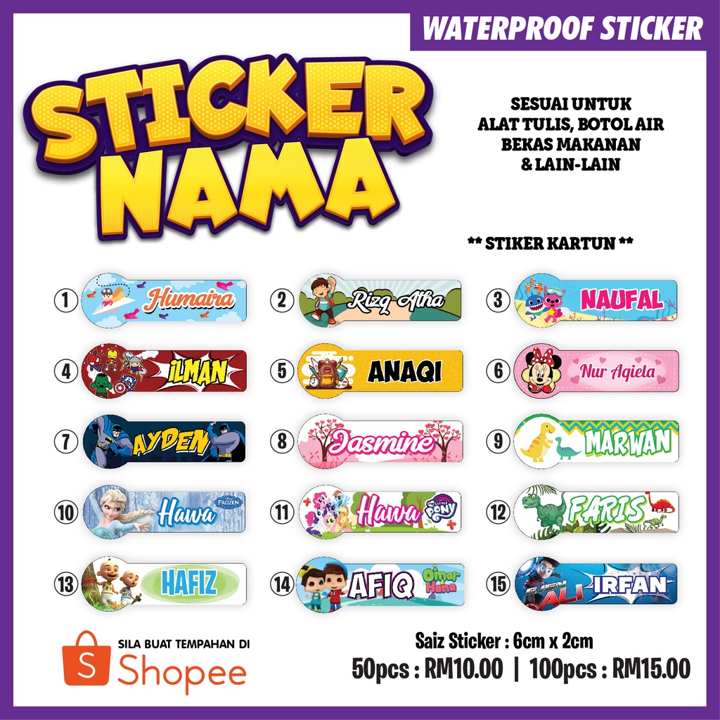 Sticker Nama & Buku Sekolah | Shopee Malaysia