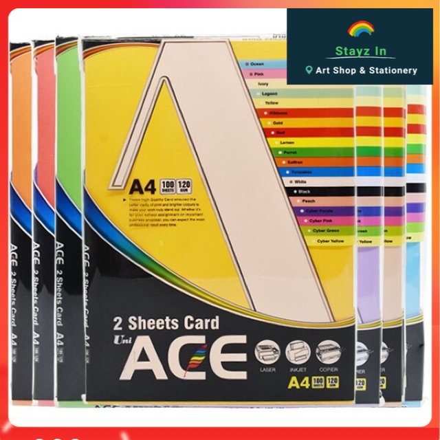 ACE A4 2 Sheet Card Paper 100 Sheets ACE Ultimate Fine Colour 2 Sheets ...