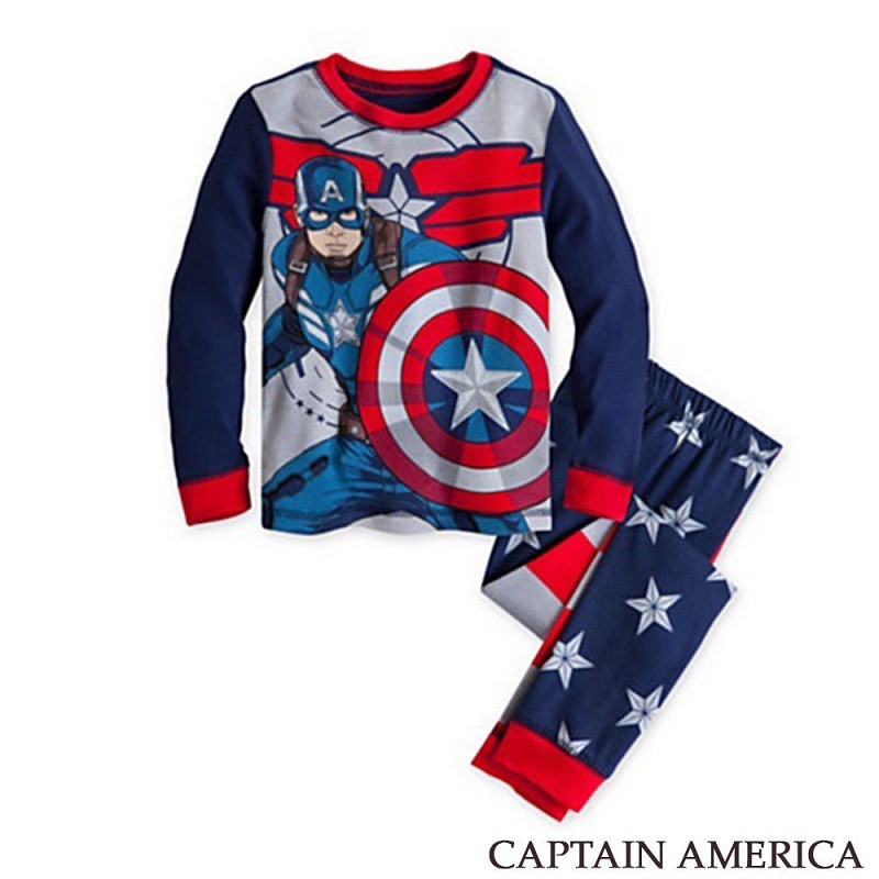 Kids Boys Captain America Cotton Sleepwear Sleep Pajama Sets 1-7 Yrs ...