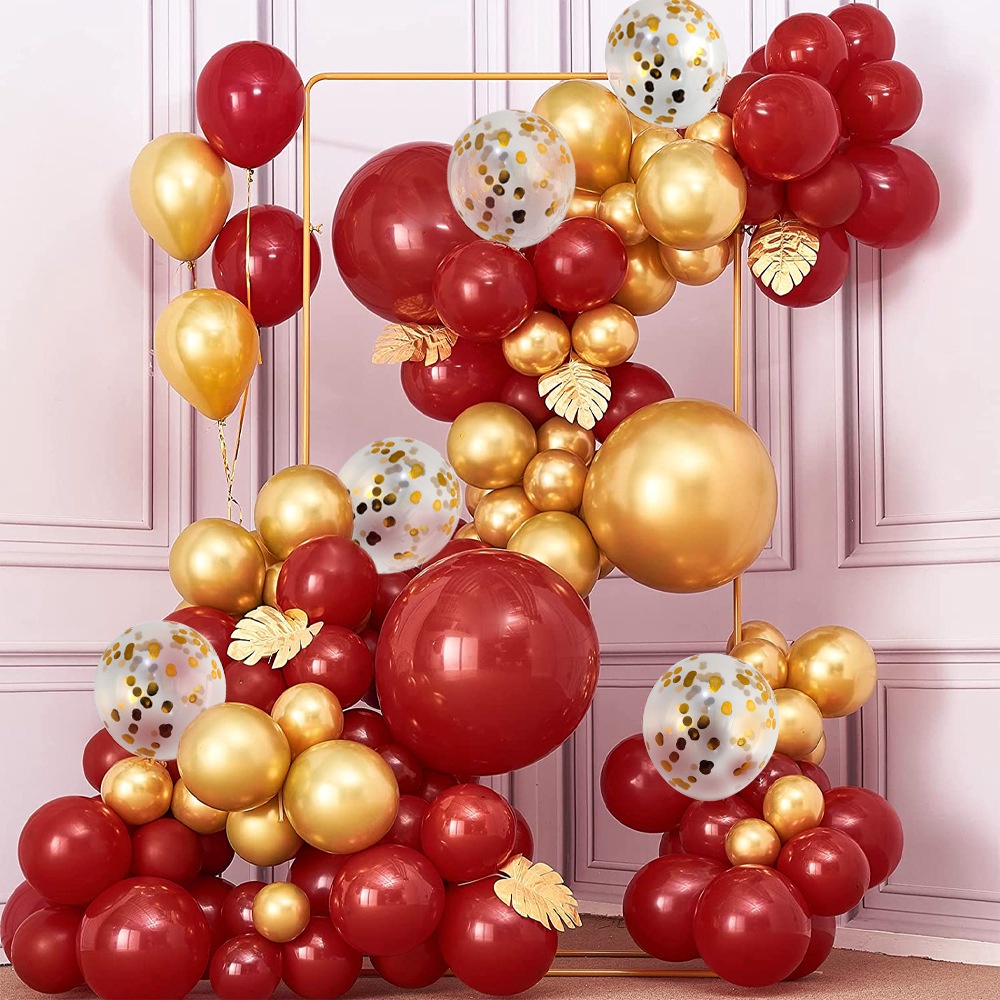 112pcs Balloon Set Red Gold Theme Party New Year Wedding Balloon ...