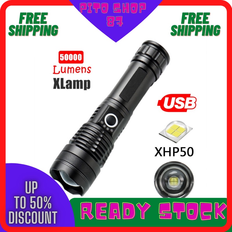 Touch Light flashlight50000 lumens XLamp XHP50 most powerful flashlight ...