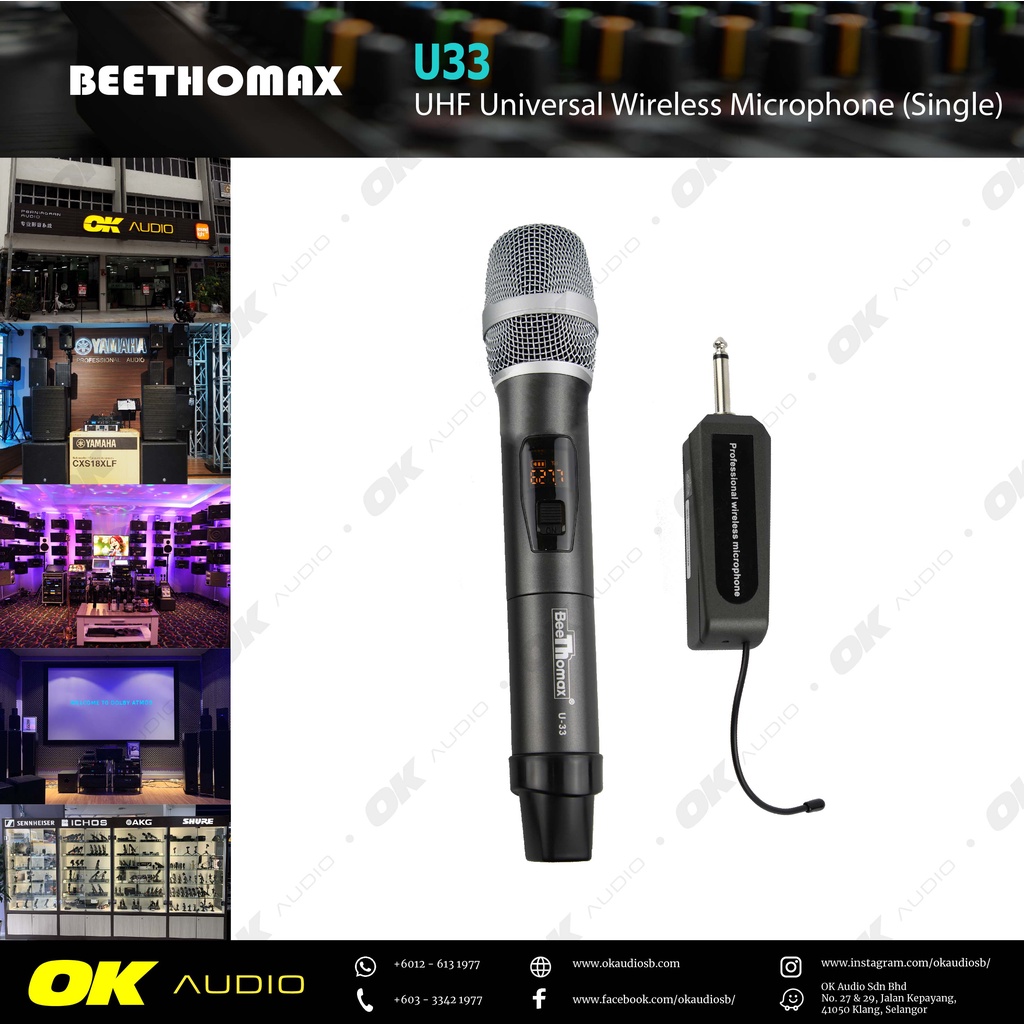 BeeTHomax U33 Universal Single Handheld Wireless Microphone (UHF ...