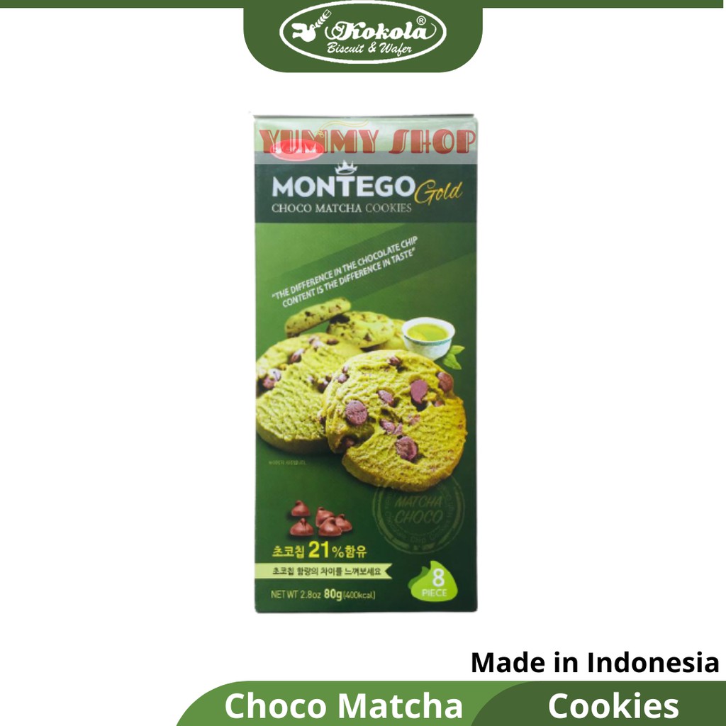 KOKOLA Montego Gold Choco Matcha Cookies Snacks Biscuit with Chocolate ...