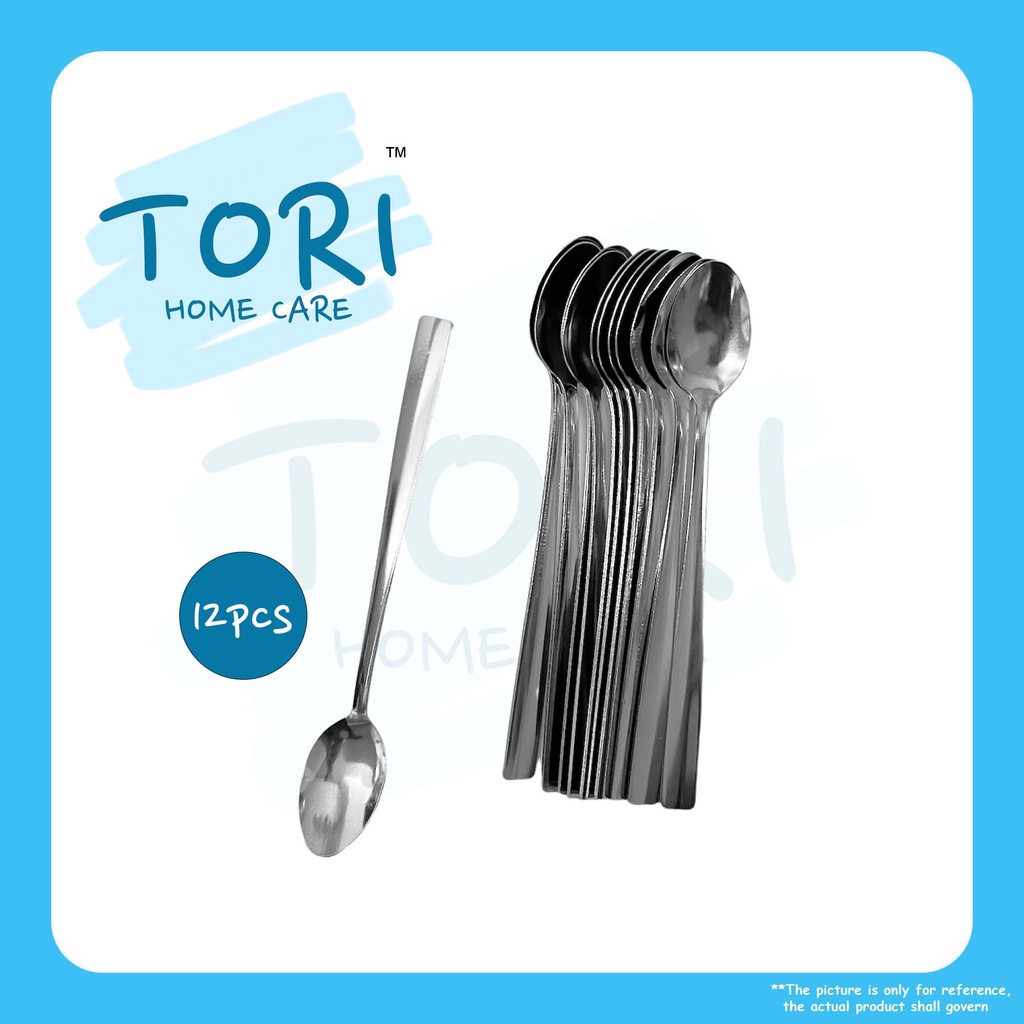 TORI HOME Stainless Steel Beverage Spoon 12pcs | Ice Spoon | Sudu Ais ...