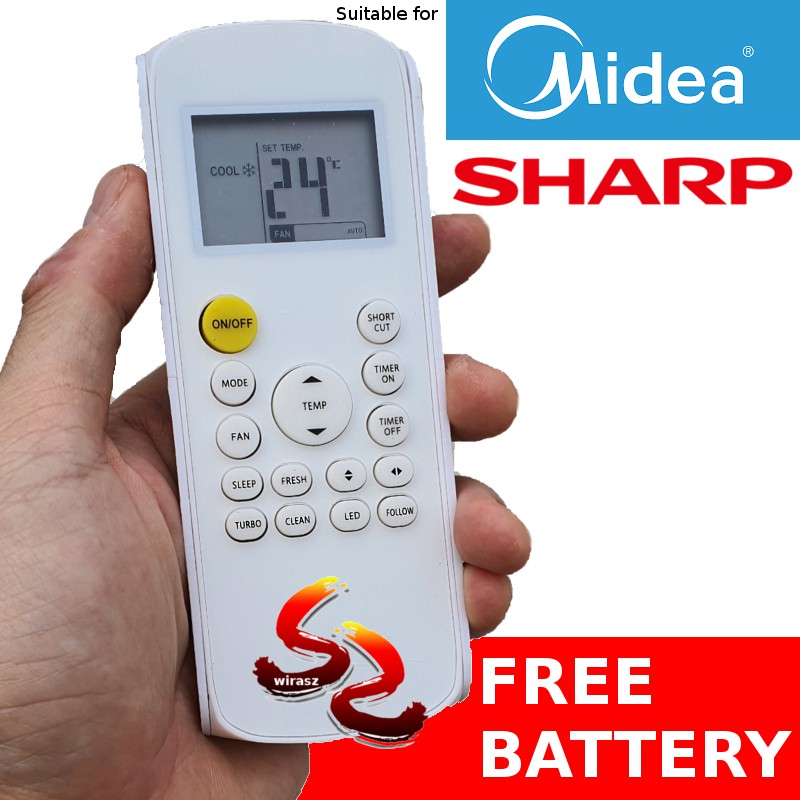 SHARP & Midea air cond Remote Replacement A53074 AH-A9WCD AH-A 12 WCD ...