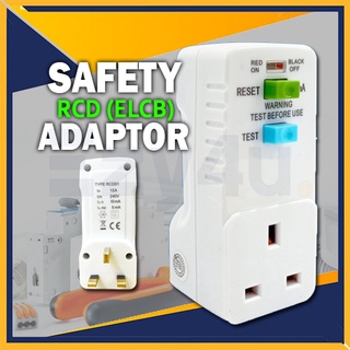 UK PLUG Portable ELCB / RCD Socket Adaptor 10mA Safety Power Protection ...