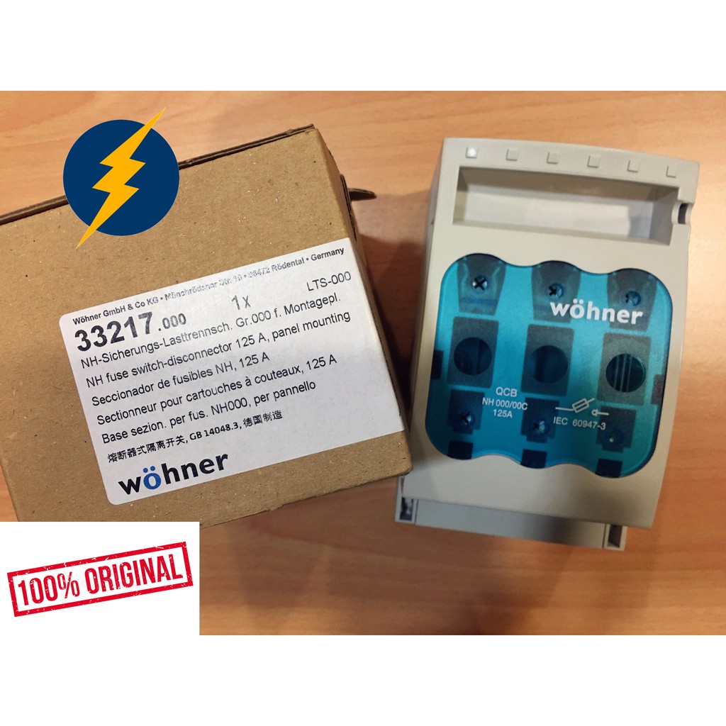 Wohner NH FUSE SWITCH-DISCONNECTOR SIZE 000, 125 A, PANEL MOUNTING ...