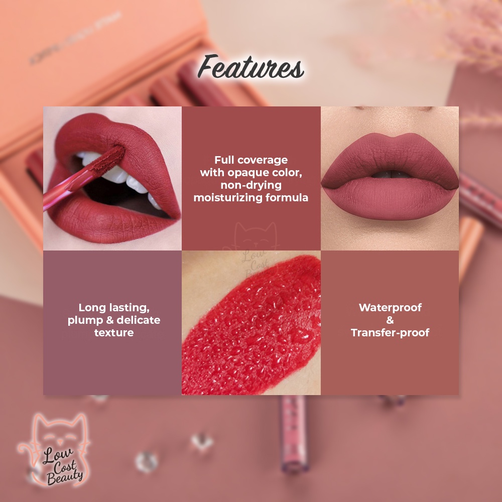 HANDAIYAN 6in1 Matte Liquid Lip Gloss Set Creamy-Matte Shimmer Lipstick ...