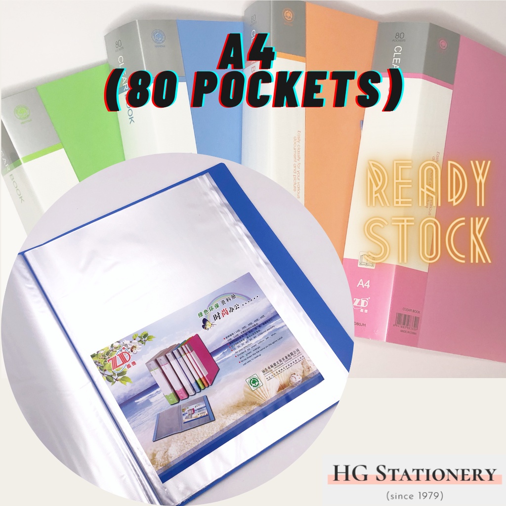 (A4 - 80 Pockets) Clear Book Folder/ File/ Presentation Folder Book ...