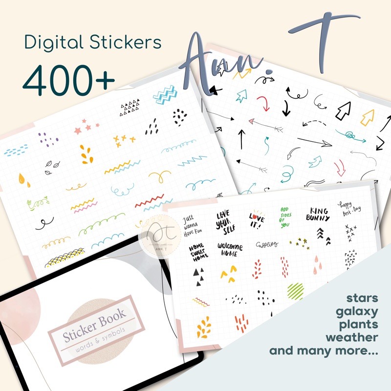 GoodNotes / PNG Ann T. Symbols and Words Digital Stickers Book for ...