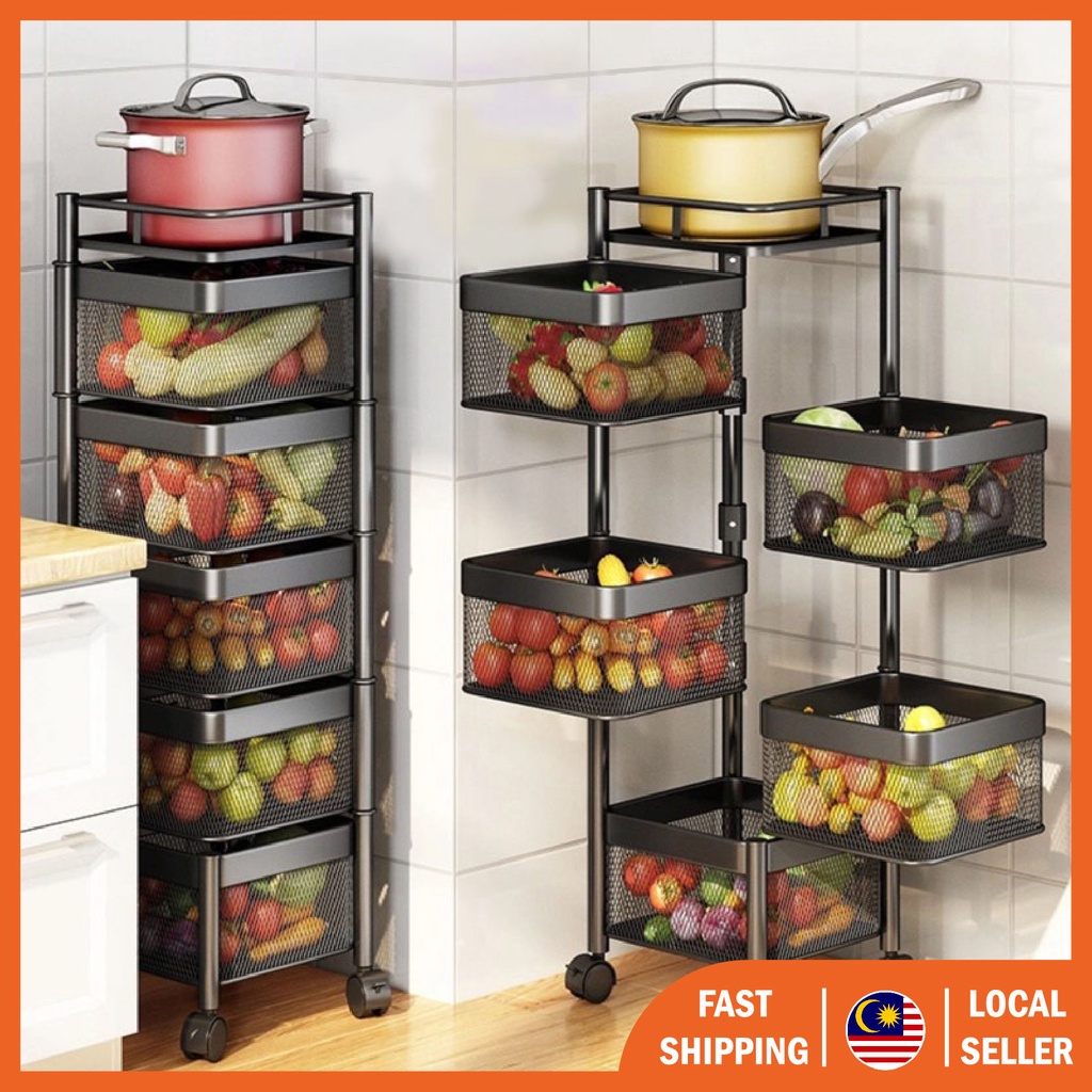 Rotating Trolley Rack Kitchen Rack Rotating Rack Spice Rack Storage ...