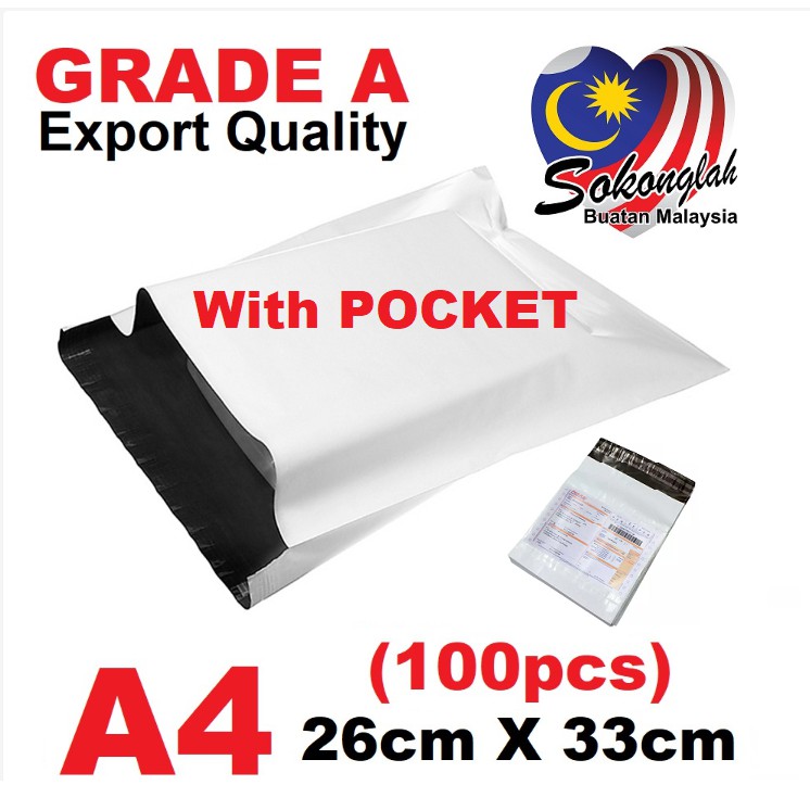 100pcs A4 White Flyer Courier Bag with Pocket (GRADE A) | Shopee Malaysia