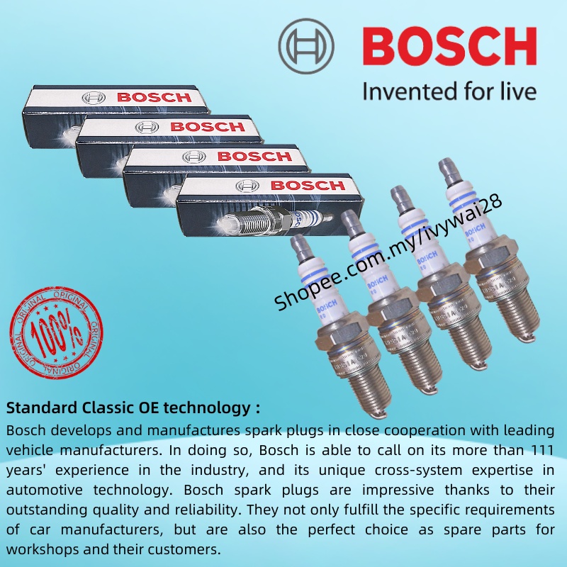 BOSCH Spark Plug Standard Saga 12V LMST ISWARA WIRA & SATRIA 1.3 1.5 ...