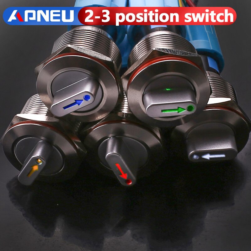 9-24V 19mm 22mm led metal rotary push button brass 2-3 position ...