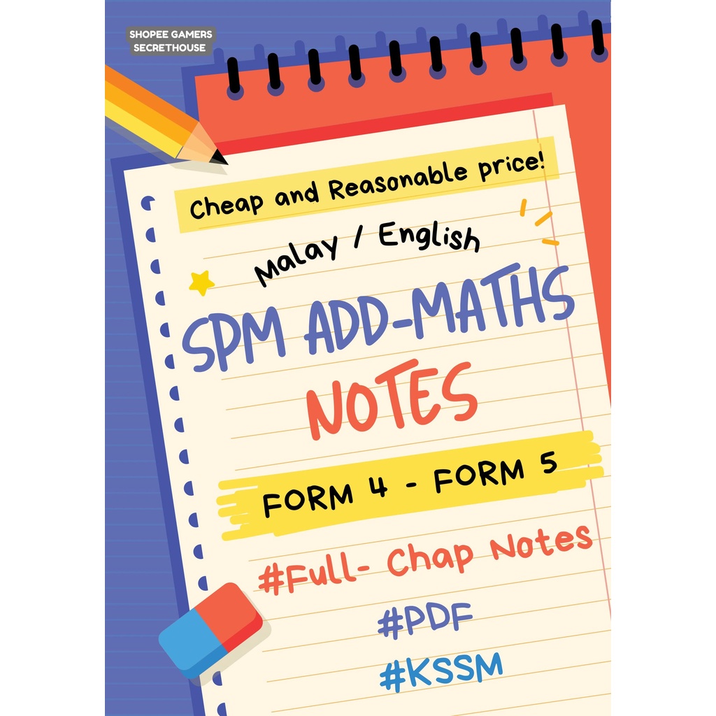 SPM ADDMATHS NOTES Malay/English Form 4 Form 5 Full Bab Nota [Calon ...
