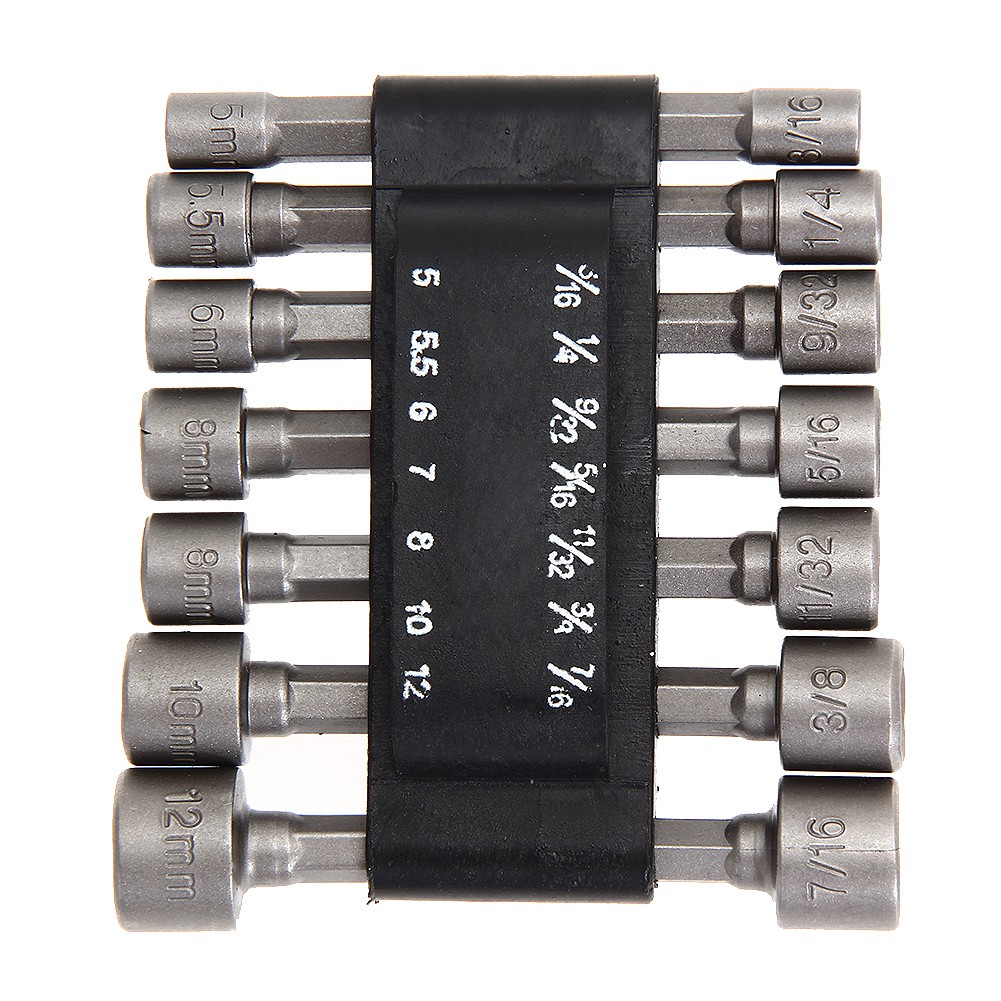 NEW 14PC Power Nut Driver Set BLACK CASE Dual Metric & Standard SAE 1/4 ...