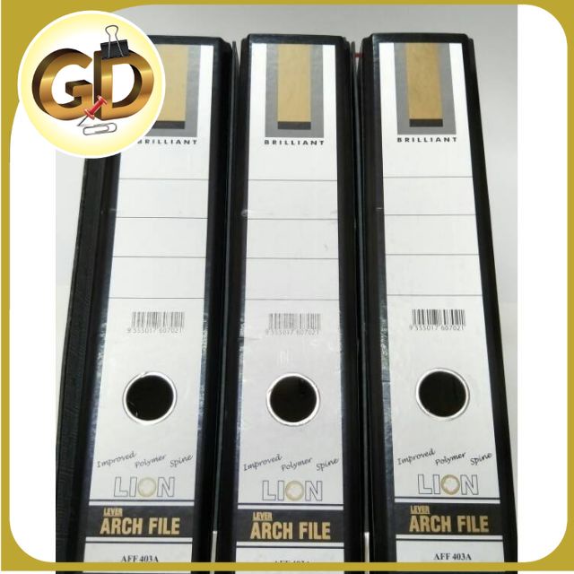 Lion File Brilliant Gold Label 3"Lever Arch File AFF/Fail Kulit Keras ...