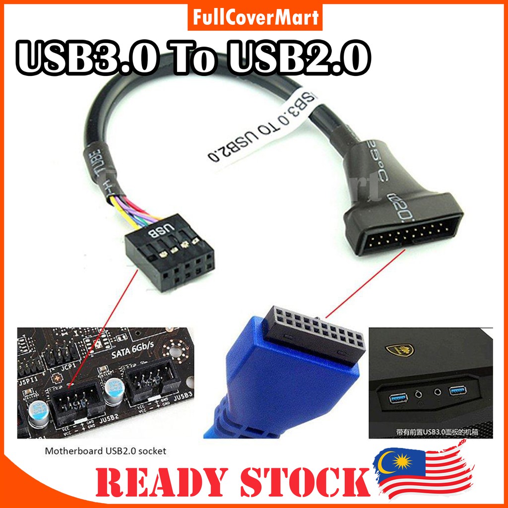 ReadyStock⭐️USB 2.0 9 Pin Female to Motherboard USB 3.0 20 Pin Male ... ReadyStock⭐️USB 2.0 9 Pin Female to Motherboard USB 3.0 20 Pin Male ...