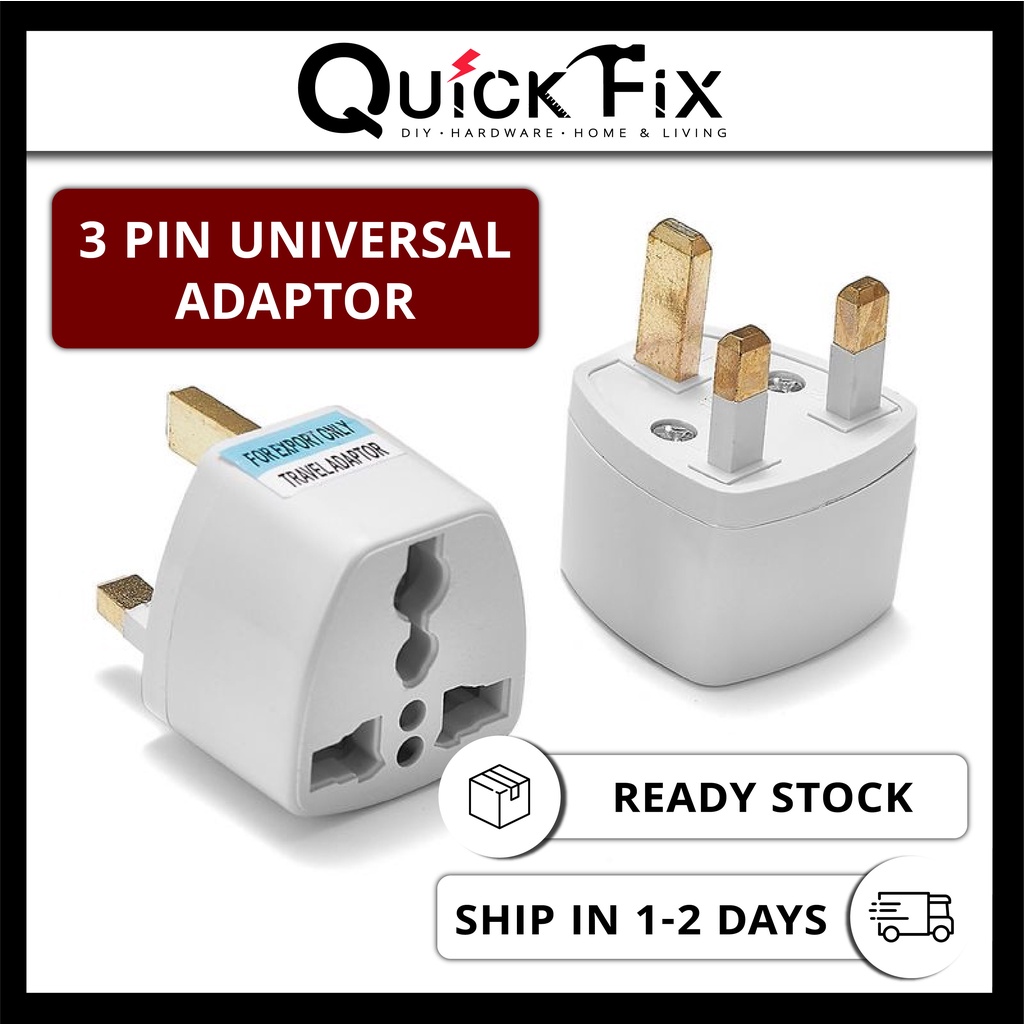 QuickFix 3 Pin Universal Adaptor 2 Pin to 3 Pin Multi Converter ...