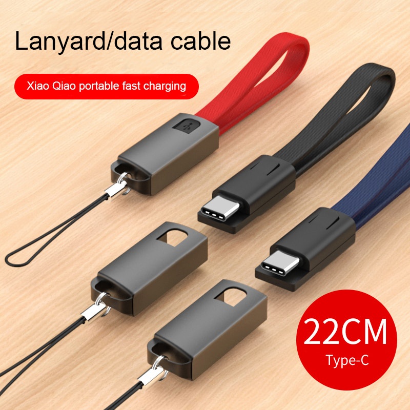 Mini Key Chain Micro USB Type C Lighting Cable Fast Charging For iPhone ...