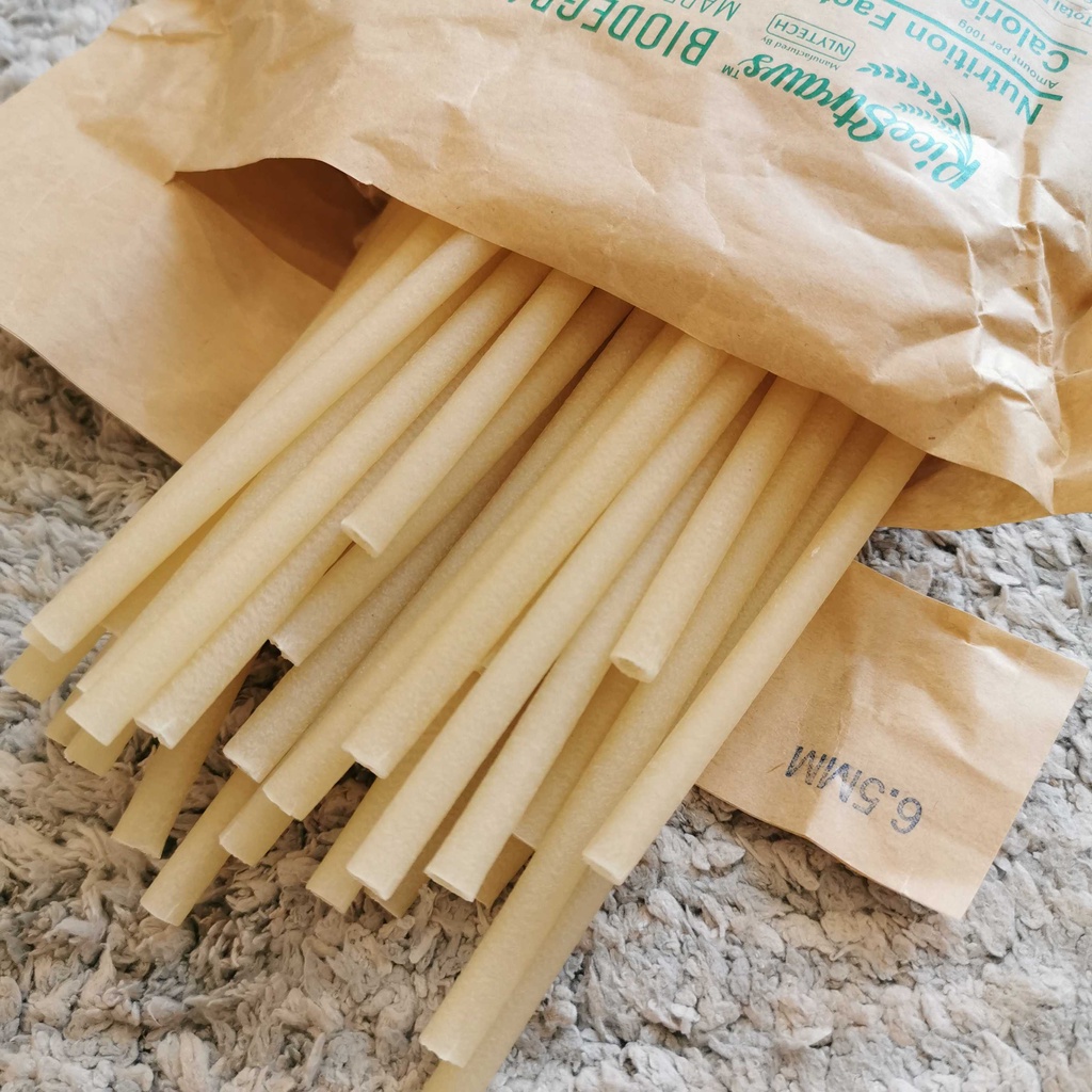 RiceStraws 100% Biodegradable Drinking Straws (6.5mm x 20cm) Natural ...