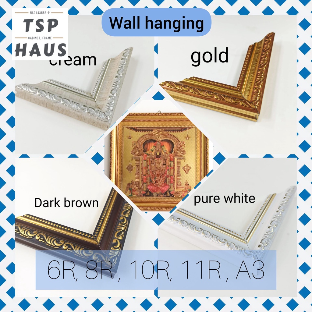 6R 8R 10R 11R A3 PS Gold Brown White Photo Frame Wall Hanging Bingkai Gambar gantung dinding ...