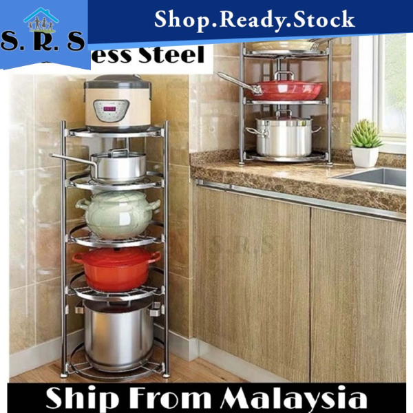 SRS_Kitchen Pot Rack Stainless Steel Kitchen Storage Rack Pan Rak ...
