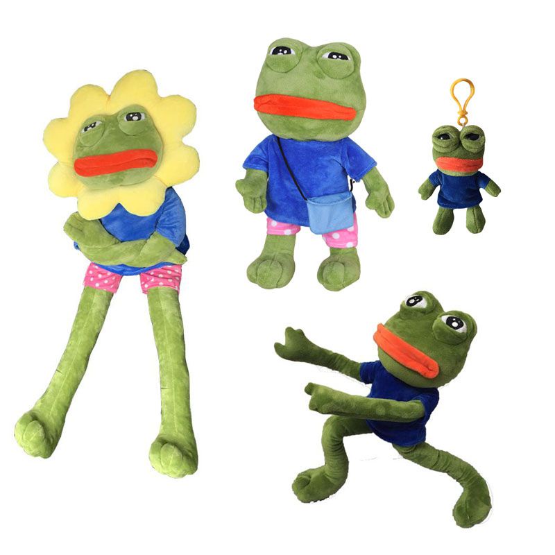 12-80cm Pepe The Frog Sunflower Head Plush Toy Sad Frog Stuffed Doll ...