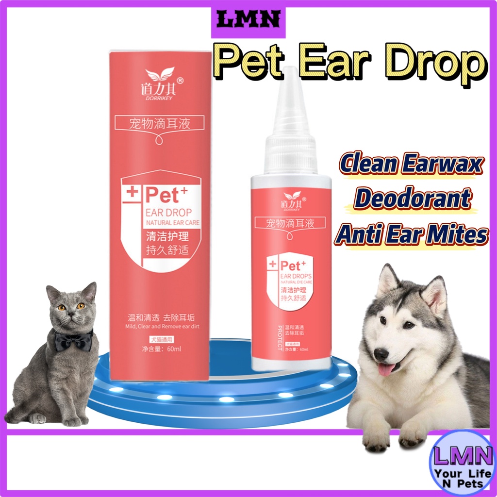 Pet Ear Drop Cleaner Ubat Telinga Kucing Anti Ear Mites Cat Dog Earwax ...
