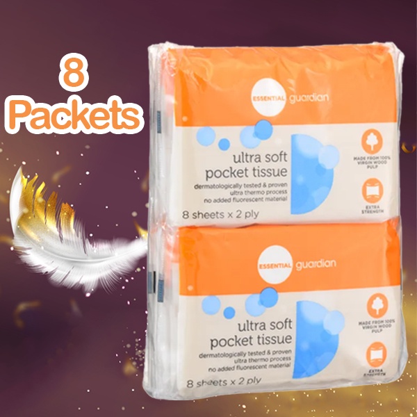 Guardian Soft Face Pocket Tissues (8sheets x 2ply x 8packs ) 面纸 纸巾 Tisu ...
