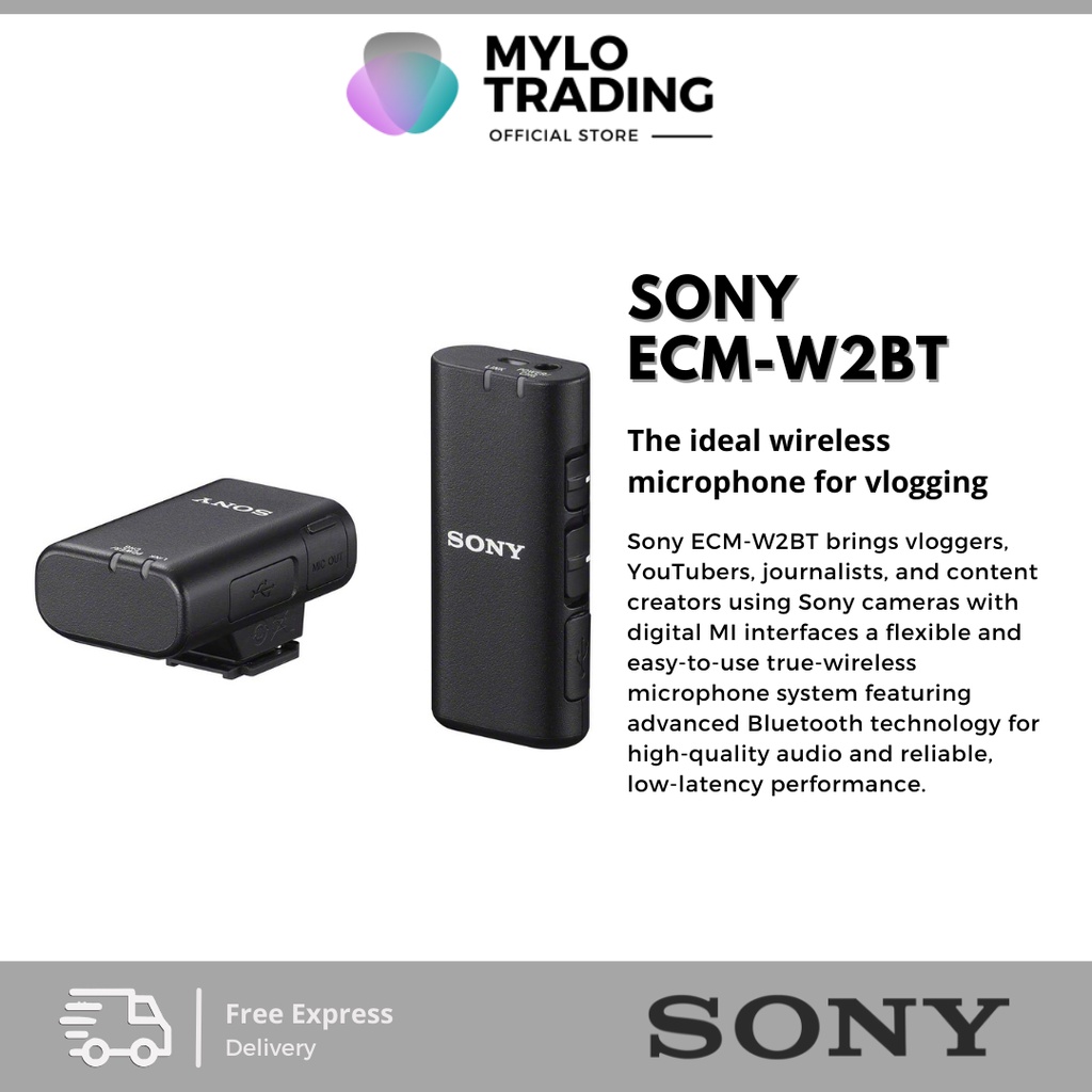 Sony ECM-W2BT Camera-Mount Digital Bluetooth Wireless Microphone System for vlogging For Sony ZV ...
