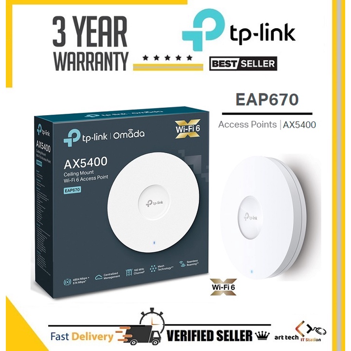 TP-LINK EAP670 AX5400 CEILING MOUNT DUAL BAND WIFI 6 ACCESS POINT | TL ...