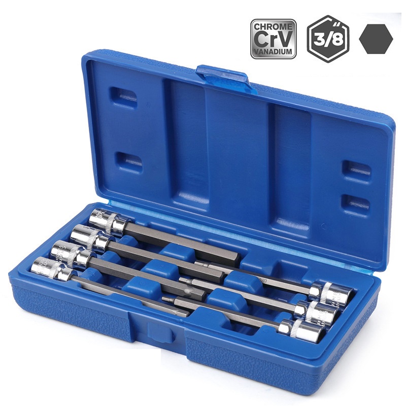 7pcs 3/8 Inch 110mm Long Hex Bit Socket Set Extra Long Allen Key Wrench ...